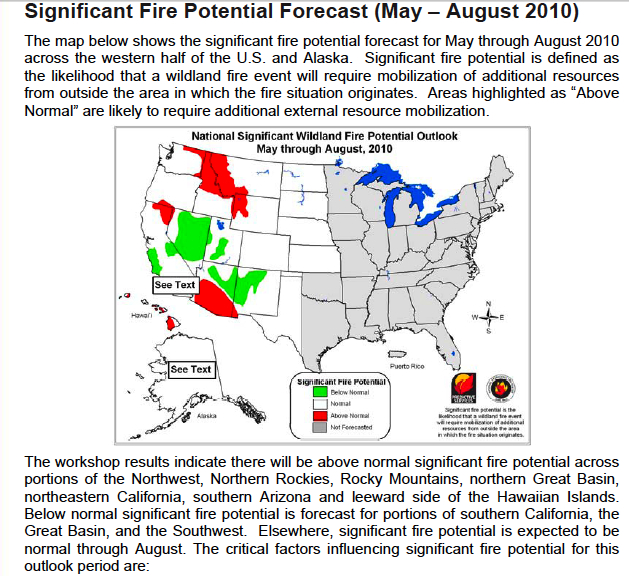 Western US Fire Prediction Map, 2010 – BigSurKate