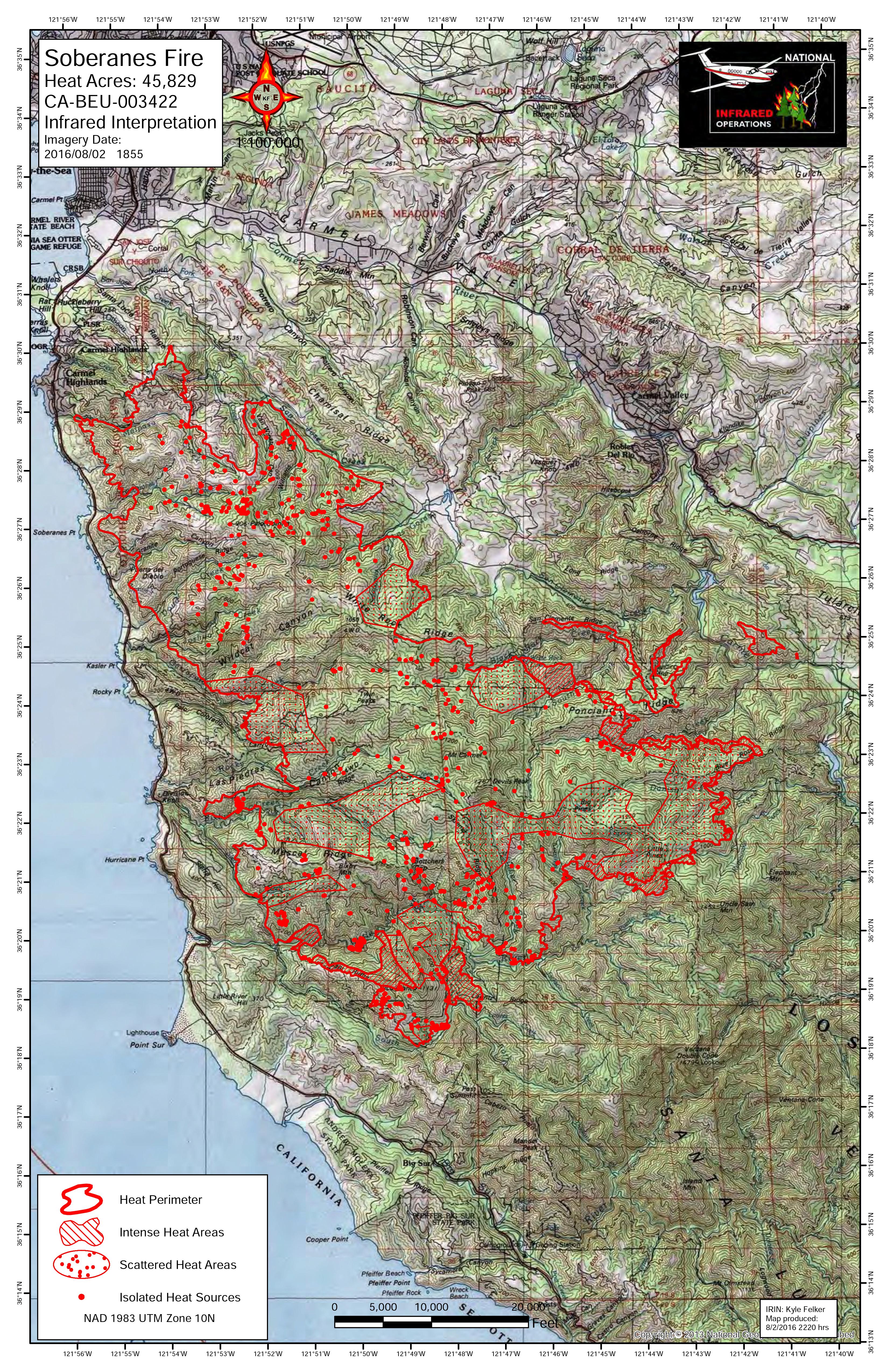 Soberanes Fire, Day 13, 8/3/16 – Maps & IR Log – BigSurKate